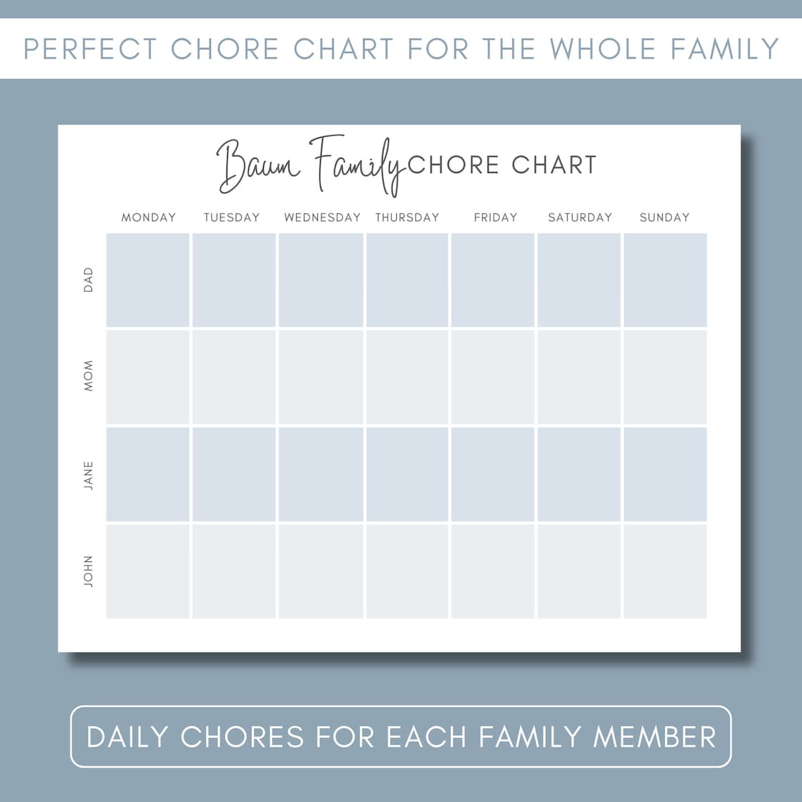 Family Chore Chart, Cleaning Schedule, Cleaning Checklist, Printable ...