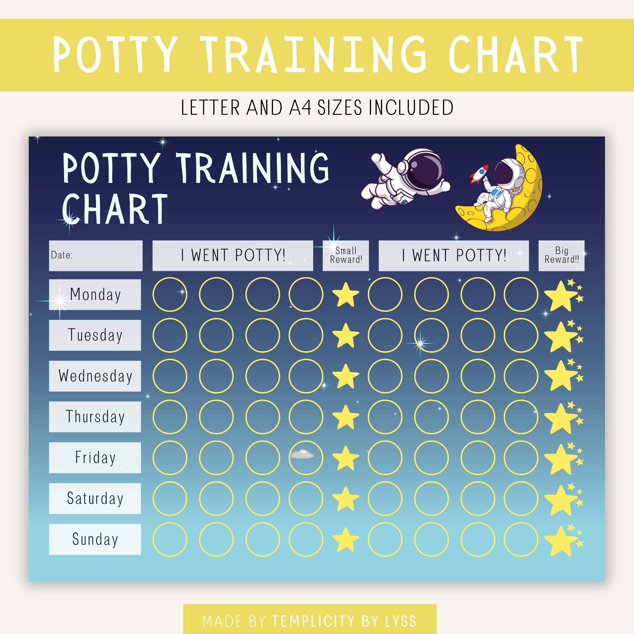 Potty Training Chart, Kids Reward Chart, Astronaut, Potty Training ...