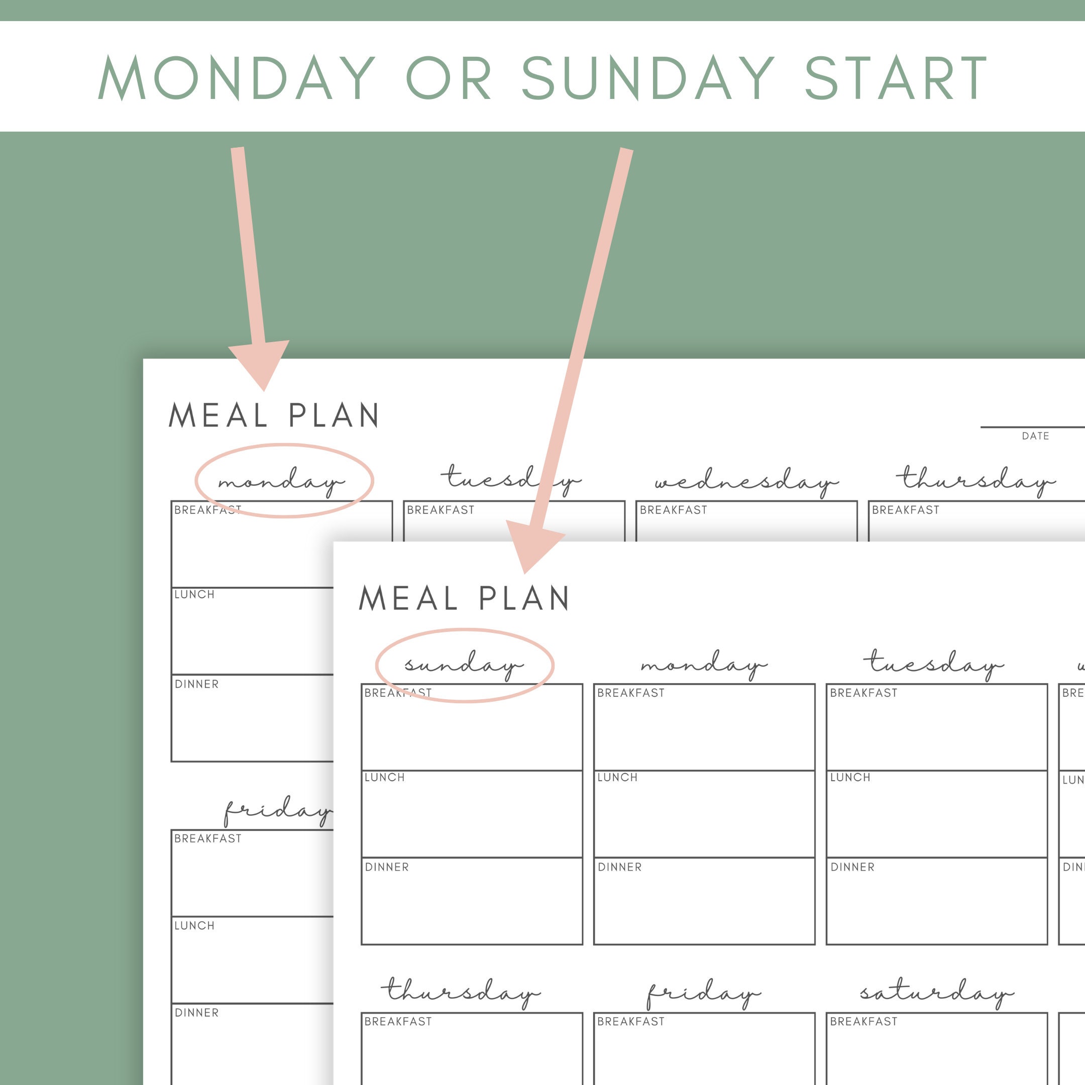 EDITABLE Weekly Meal Plan Template, Meal Planner, A4/a5/letter/half ...