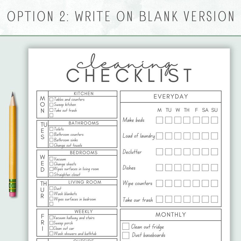 Cleaning Schedule, Family Chore Chart, Weekly Cleaning Checklist ...
