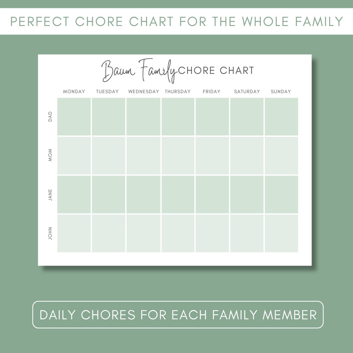 Family Chore Chart, Cleaning Schedule, Chore Chart Printable, Cleaning ...