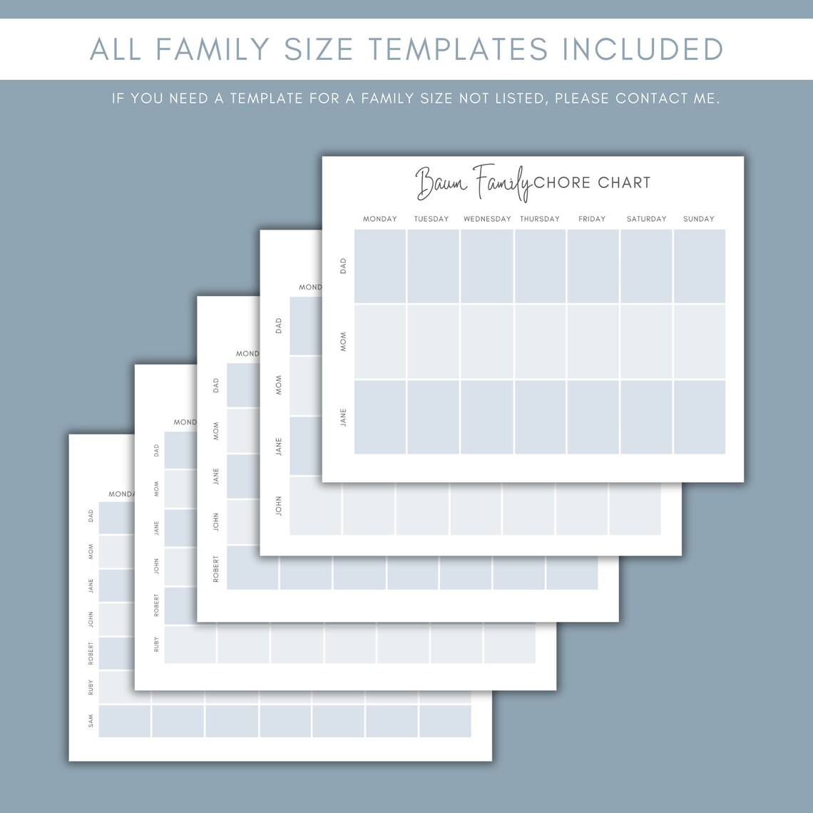 Family Chore Chart, Cleaning Schedule, Cleaning Checklist, Printable ...