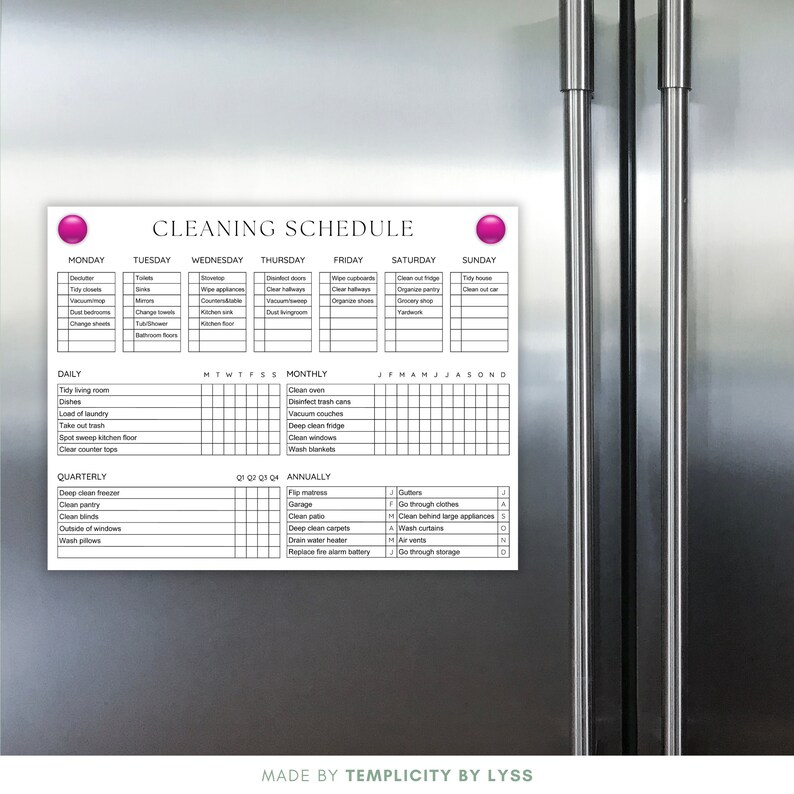 EDITABLE Cleaning Schedule, Yearly Cleaning Checklist, Household ...