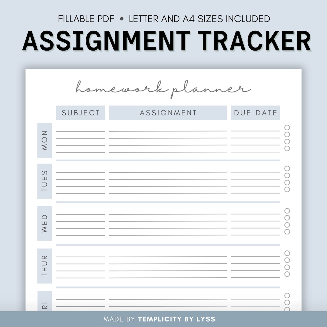 Homeschool Planner, Assignment Tracker, Homework Planner, Student ...