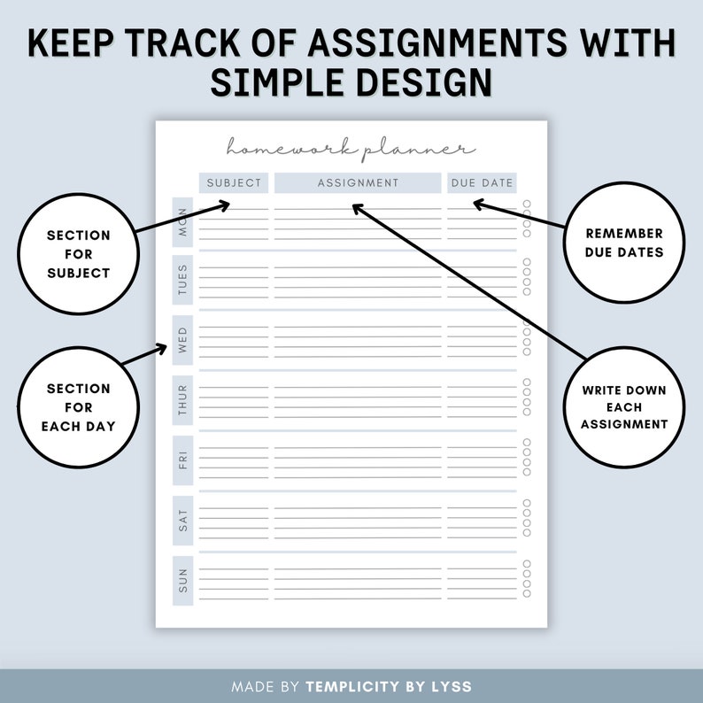 Homeschool Planner, Assignment Tracker, Homework Planner, Student ...