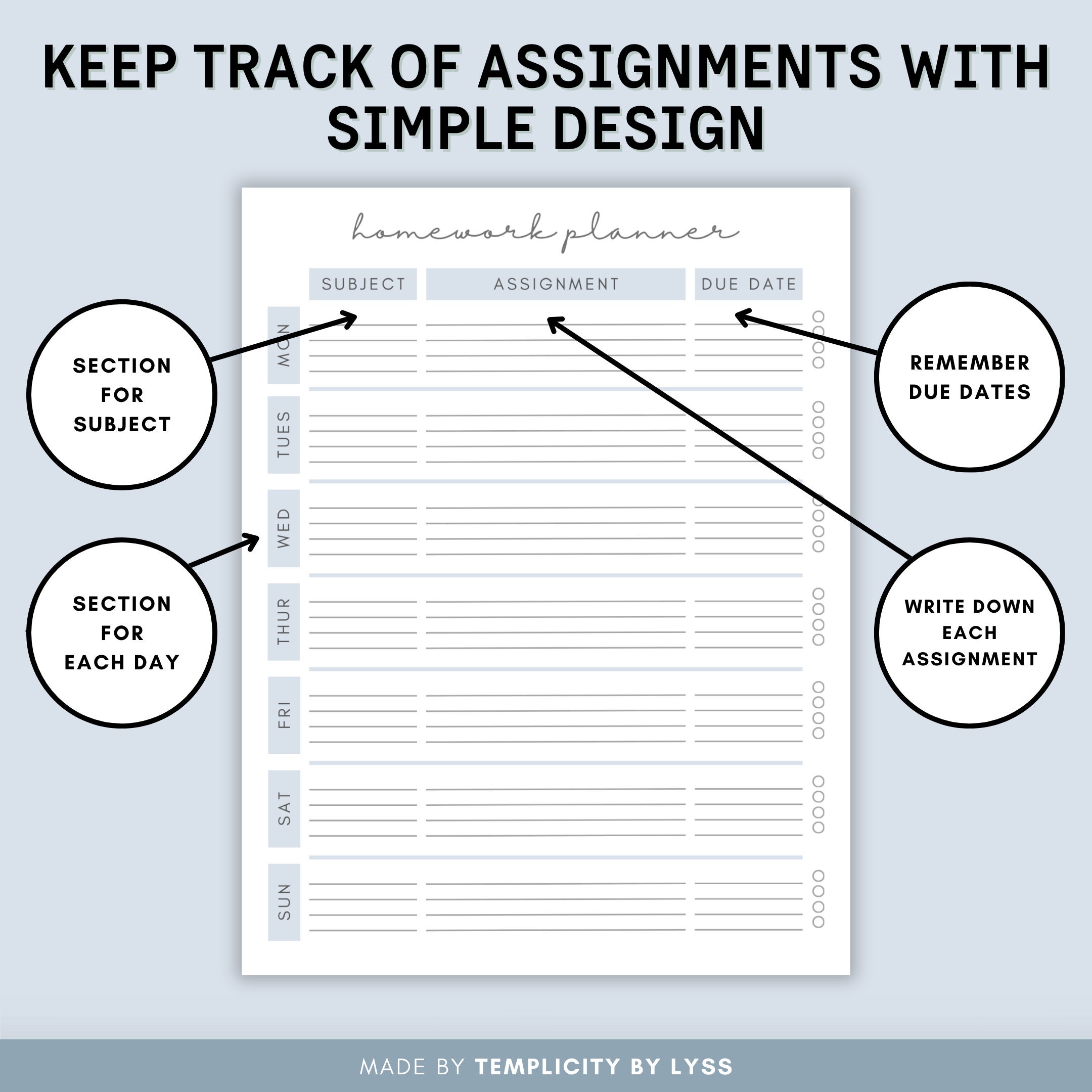 Homeschool Planner, Assignment Tracker, Homework Planner, Student ...