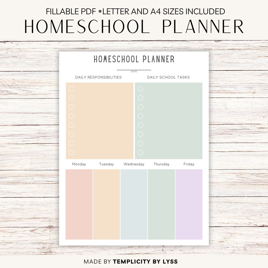 Homeschool Planner, Assignment Tracker, Academic Planner Printable ...