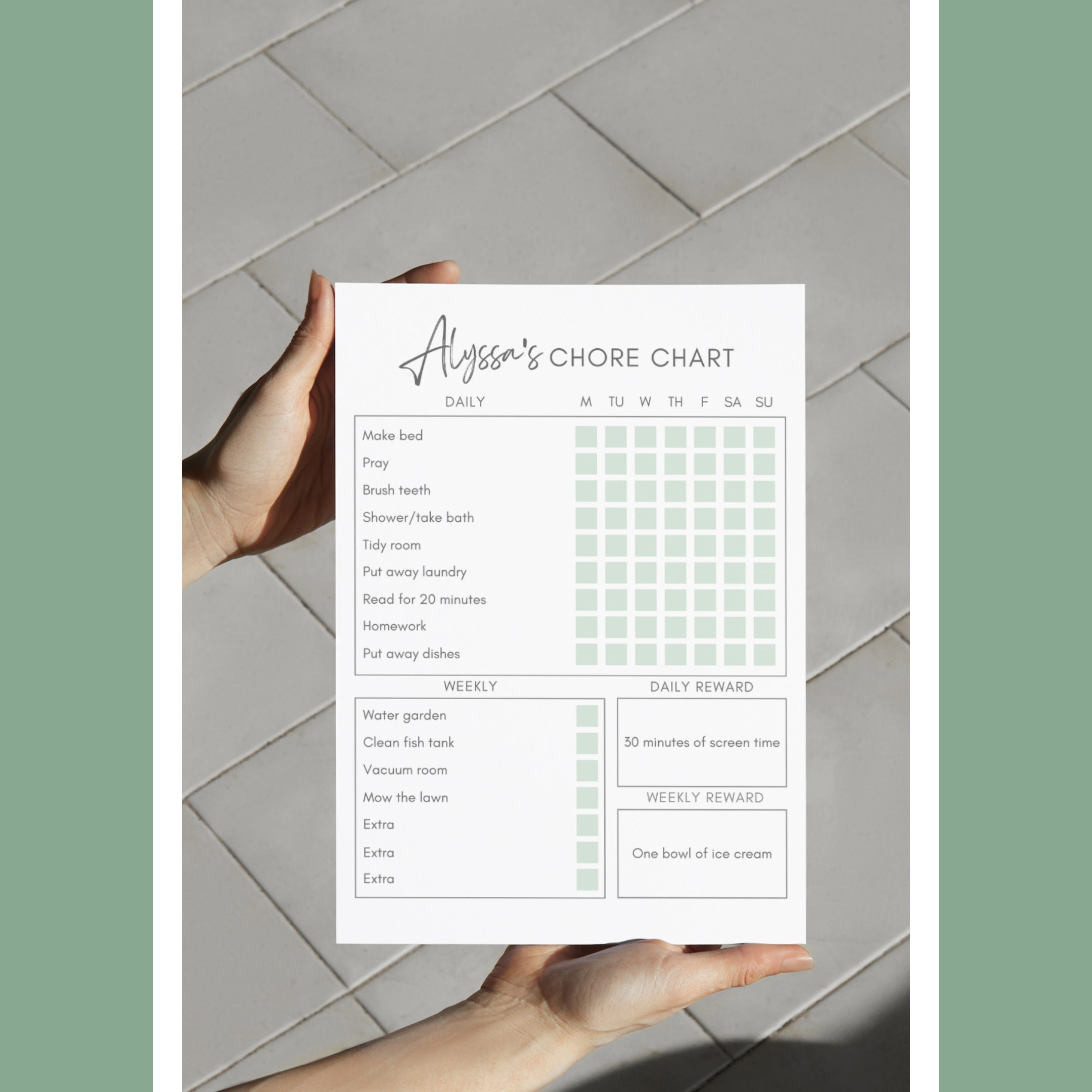 Editable Chore Chart, Cleaning Schedule, Weekly Cleaning Checklist ...