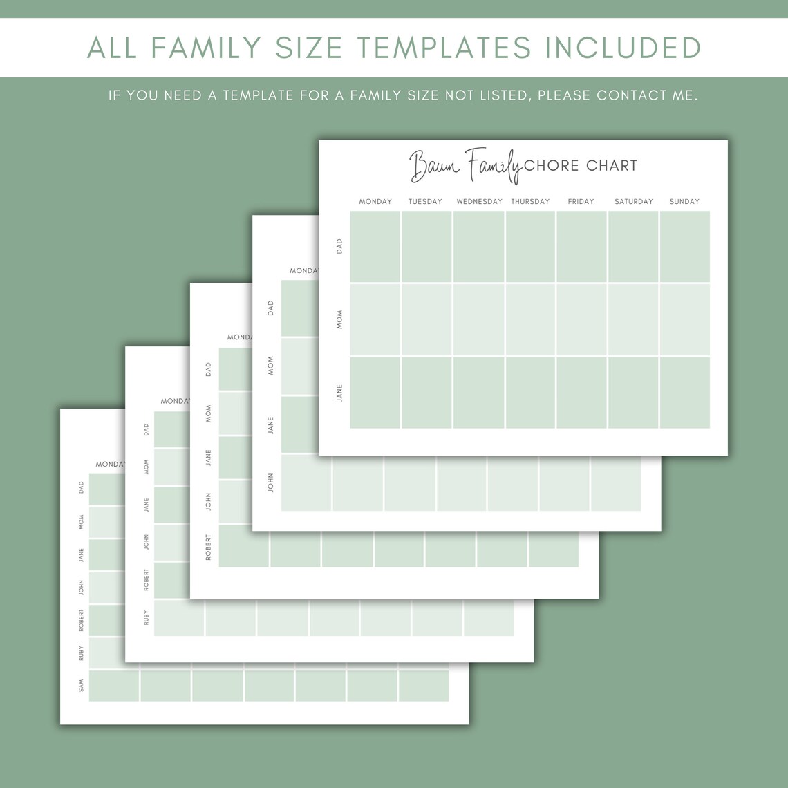 Family Chore Chart, Cleaning Schedule, Chore Chart Printable, Cleaning ...