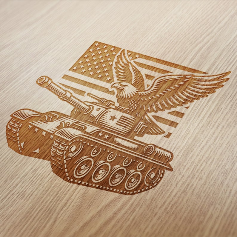American Army Tank, Lightburn PNG, Lightburn File, Laser Engraving ...