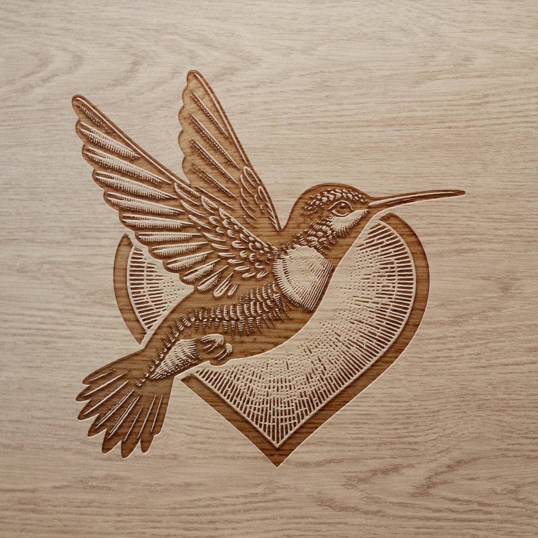 Hummingbird Heart, Lightburn PNG, Lightburn File, Laser Engraving ...