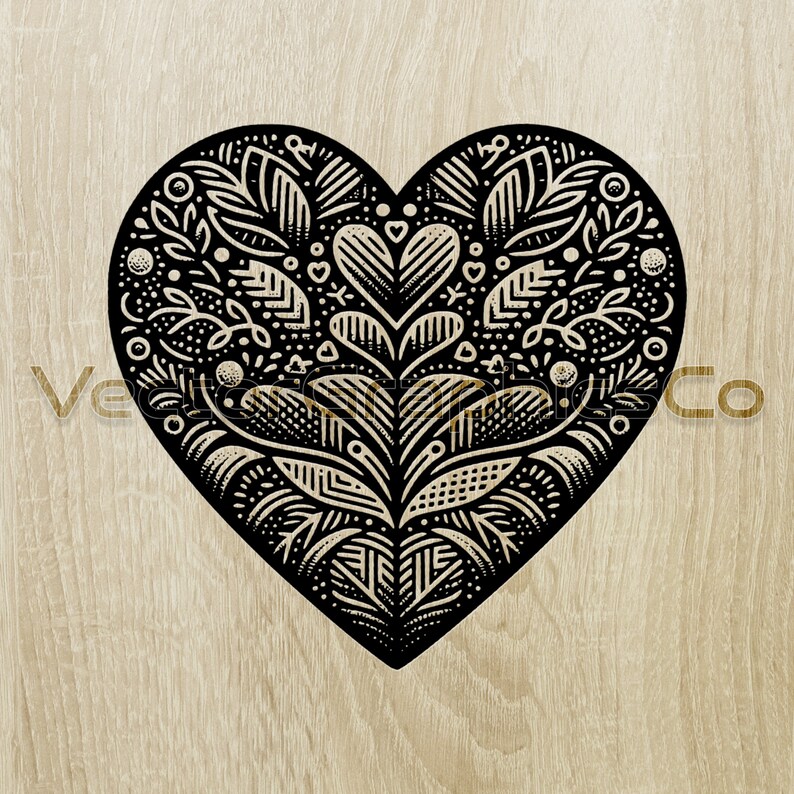 Heart Patterned, Lightburn PNG, Lightburn File, Laser Engraving Digital ...