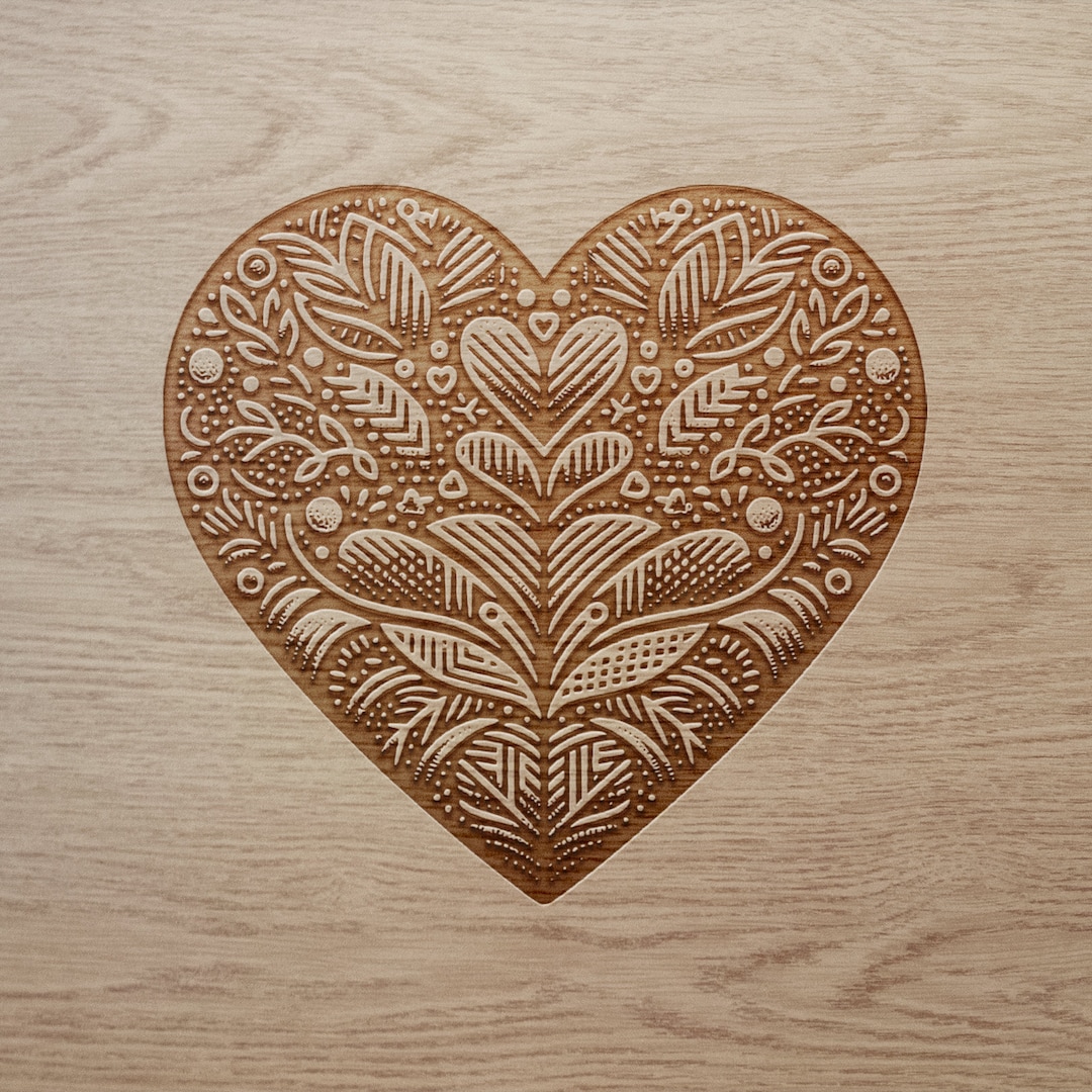 Heart Patterned, Lightburn PNG, Lightburn File, Laser Engraving Digital ...