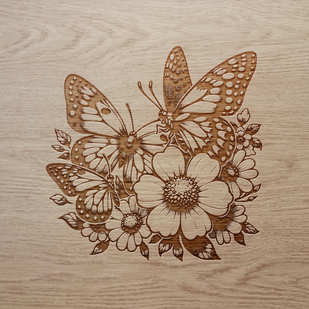 Butterflies, Lightburn PNG, Lightburn File, Laser Engraving Digital ...