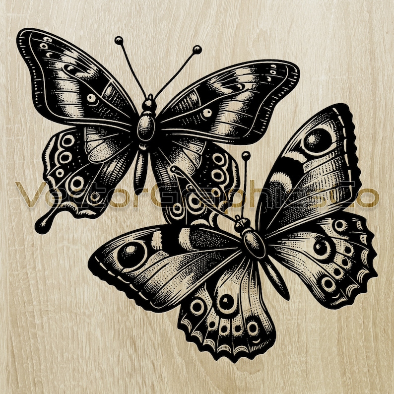 Butterflies, Lightburn PNG, Lightburn File, Laser Engraving Digital ...