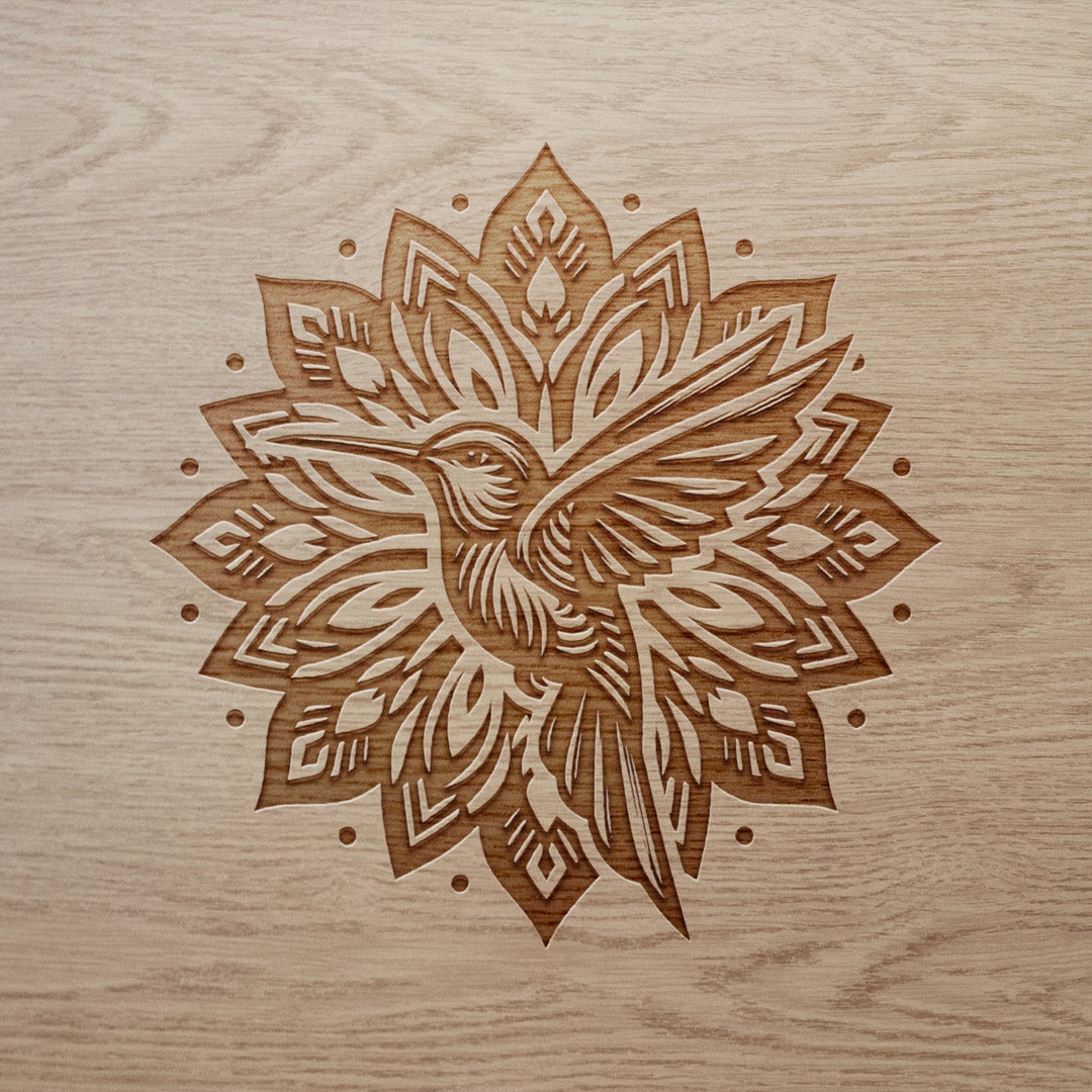 Hummingbird Mandala, Lightburn PNG, Lightburn File, Laser Engraving ...