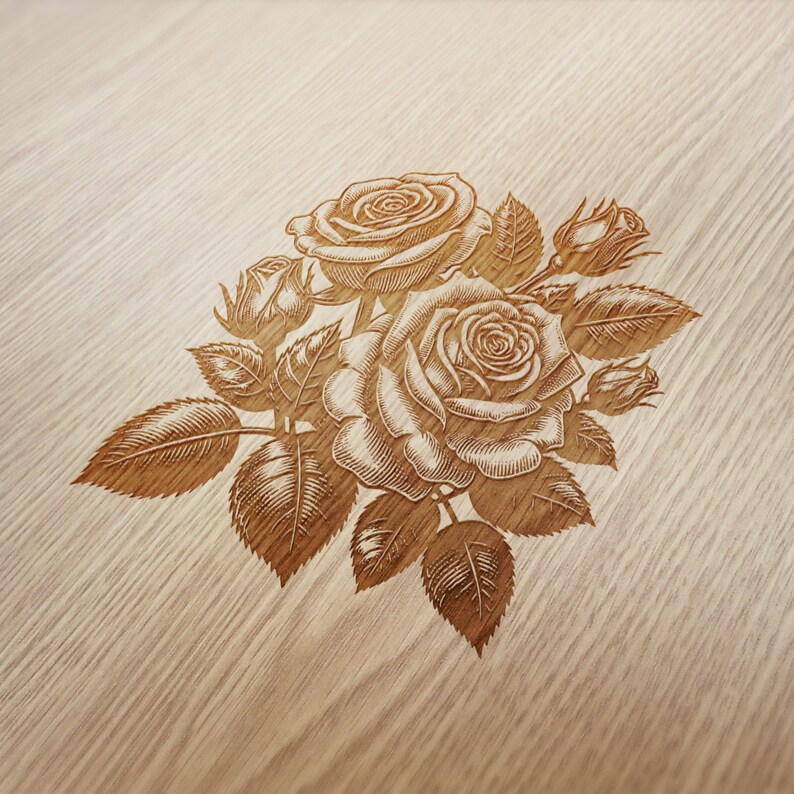 Rose Flowers, Lightburn PNG, Lightburn File, Laser Engraving Digital ...