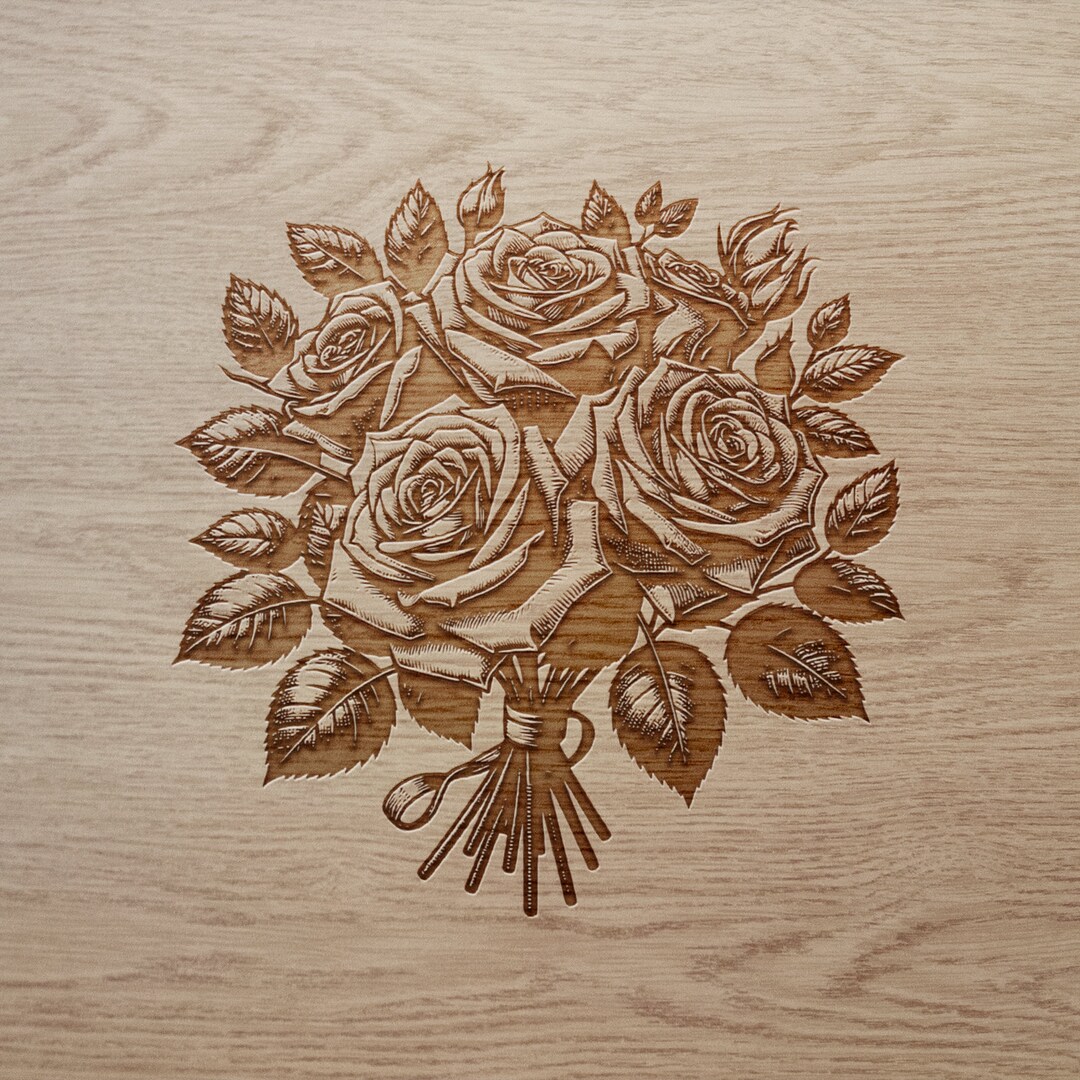Rose Flowers, Lightburn PNG, Lightburn File, Laser Engraving Digital ...