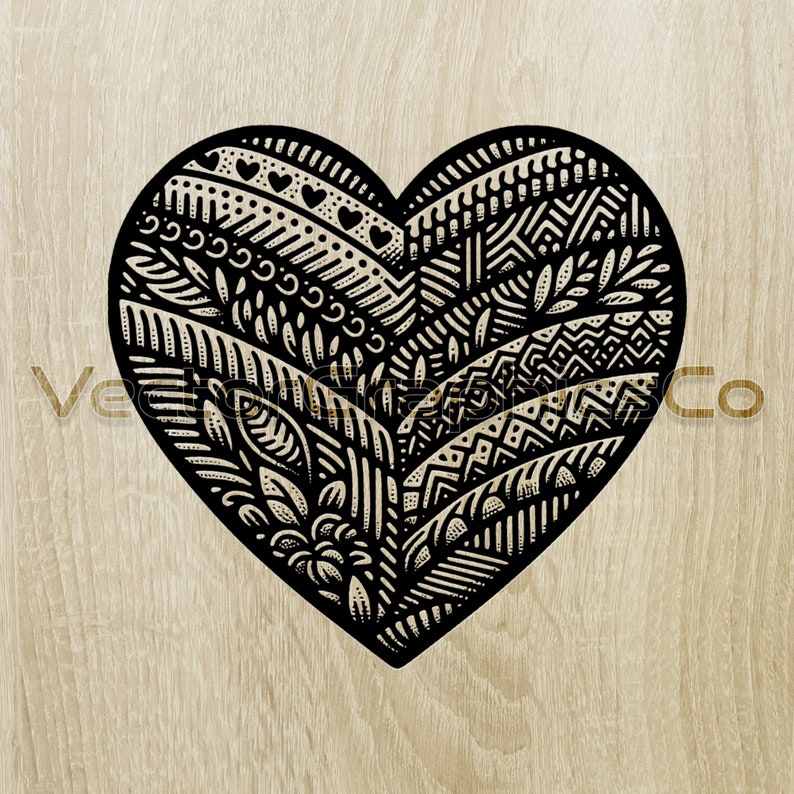 Heart Patterned, Lightburn PNG, Lightburn File, Laser Engraving Digital ...