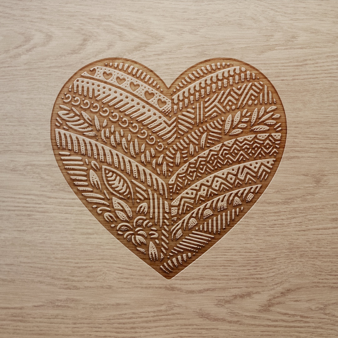 Heart Patterned, Lightburn PNG, Lightburn File, Laser Engraving Digital ...
