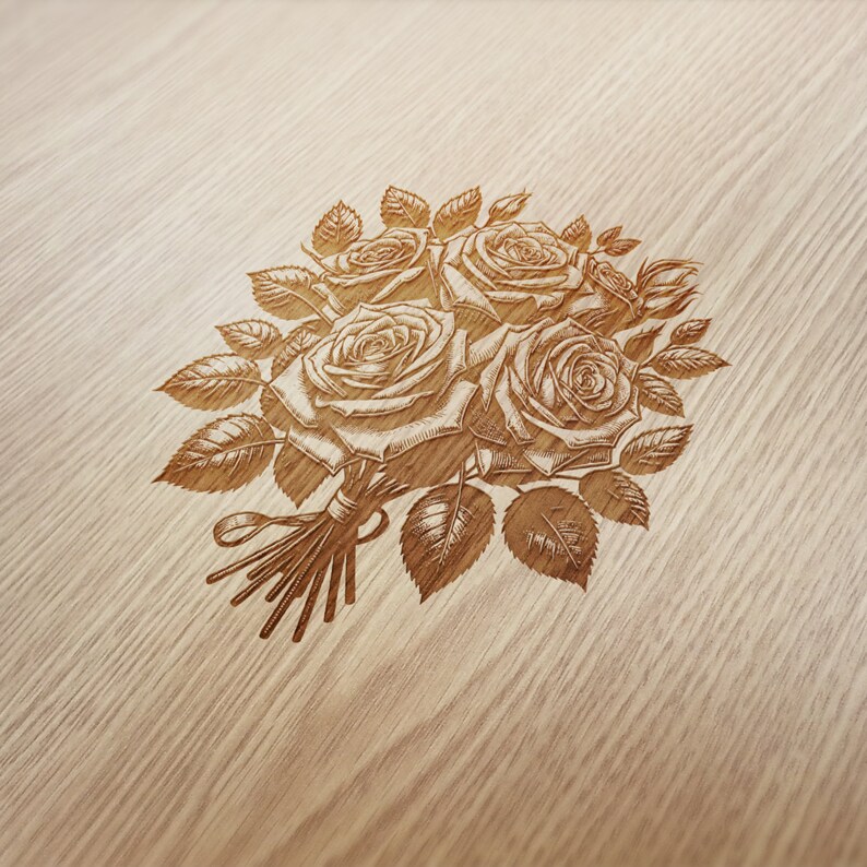 Rose Flowers, Lightburn PNG, Lightburn File, Laser Engraving Digital ...