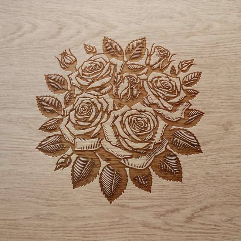 Rose Flowers, Lightburn PNG, Lightburn File, Laser Engraving Digital ...