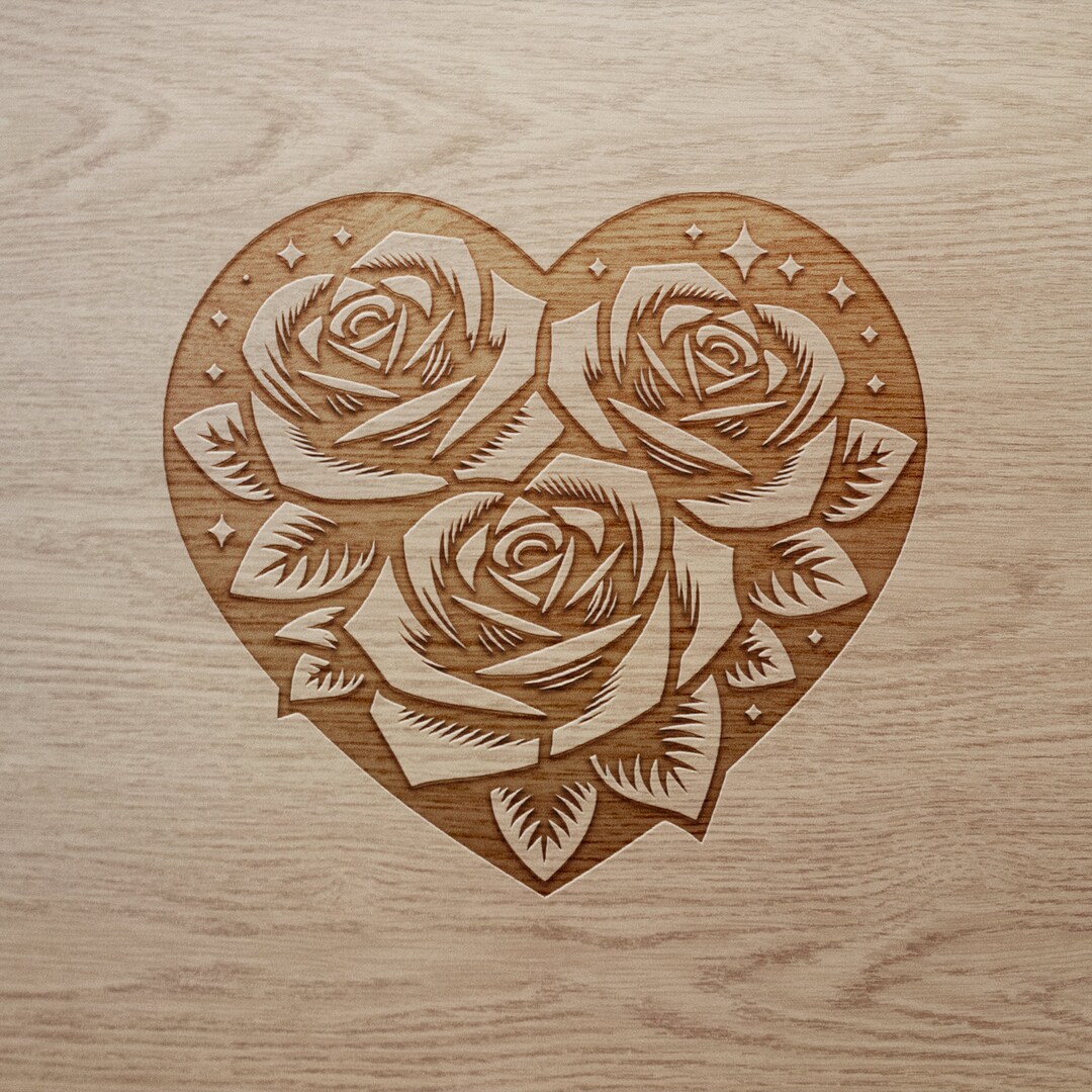 Rose Flowers, Lightburn PNG, Lightburn File, Laser Engraving Digital ...