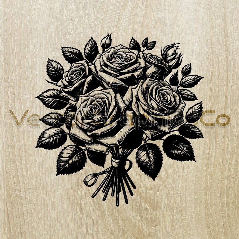 Rose Flowers, Lightburn PNG, Lightburn File, Laser Engraving Digital ...