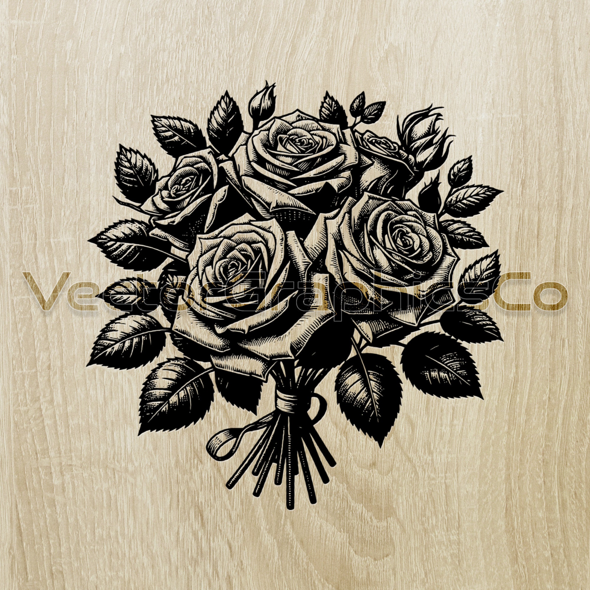 Rose Flowers, Lightburn PNG, Lightburn File, Laser Engraving Digital ...