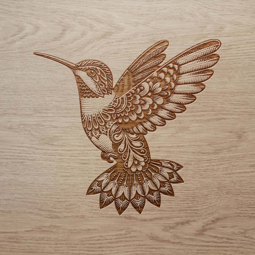 Hummingbird Heart, Lightburn PNG, Lightburn File, Laser Engraving ...