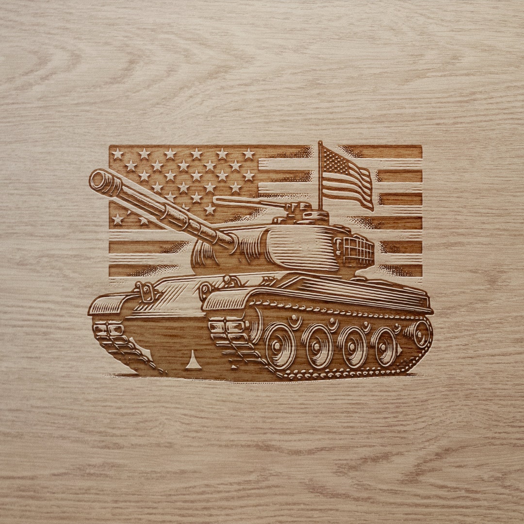 American Army Tank, Lightburn PNG, Lightburn File, Laser Engraving ...