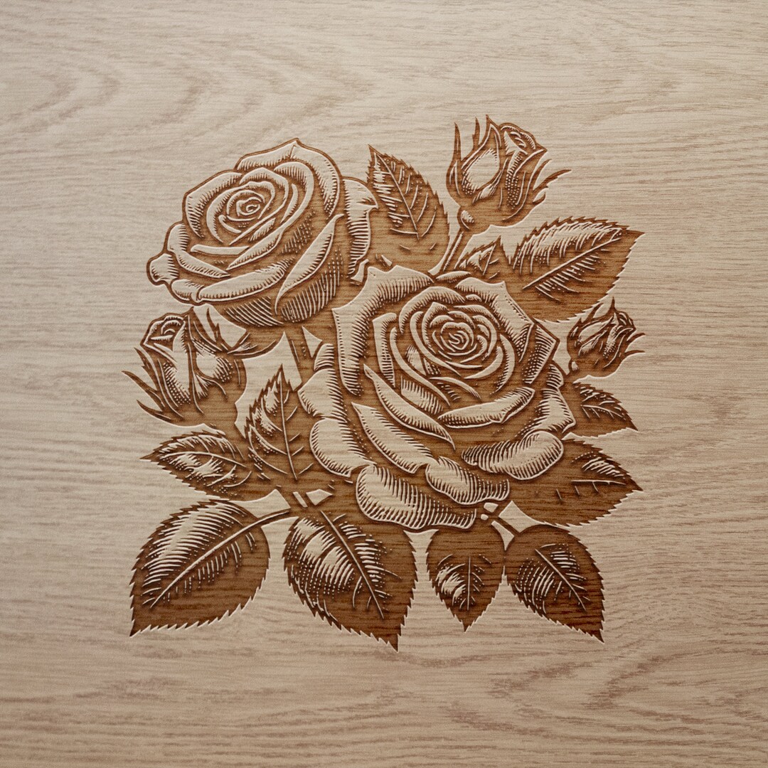 Rose Flowers, Lightburn PNG, Lightburn File, Laser Engraving Digital ...