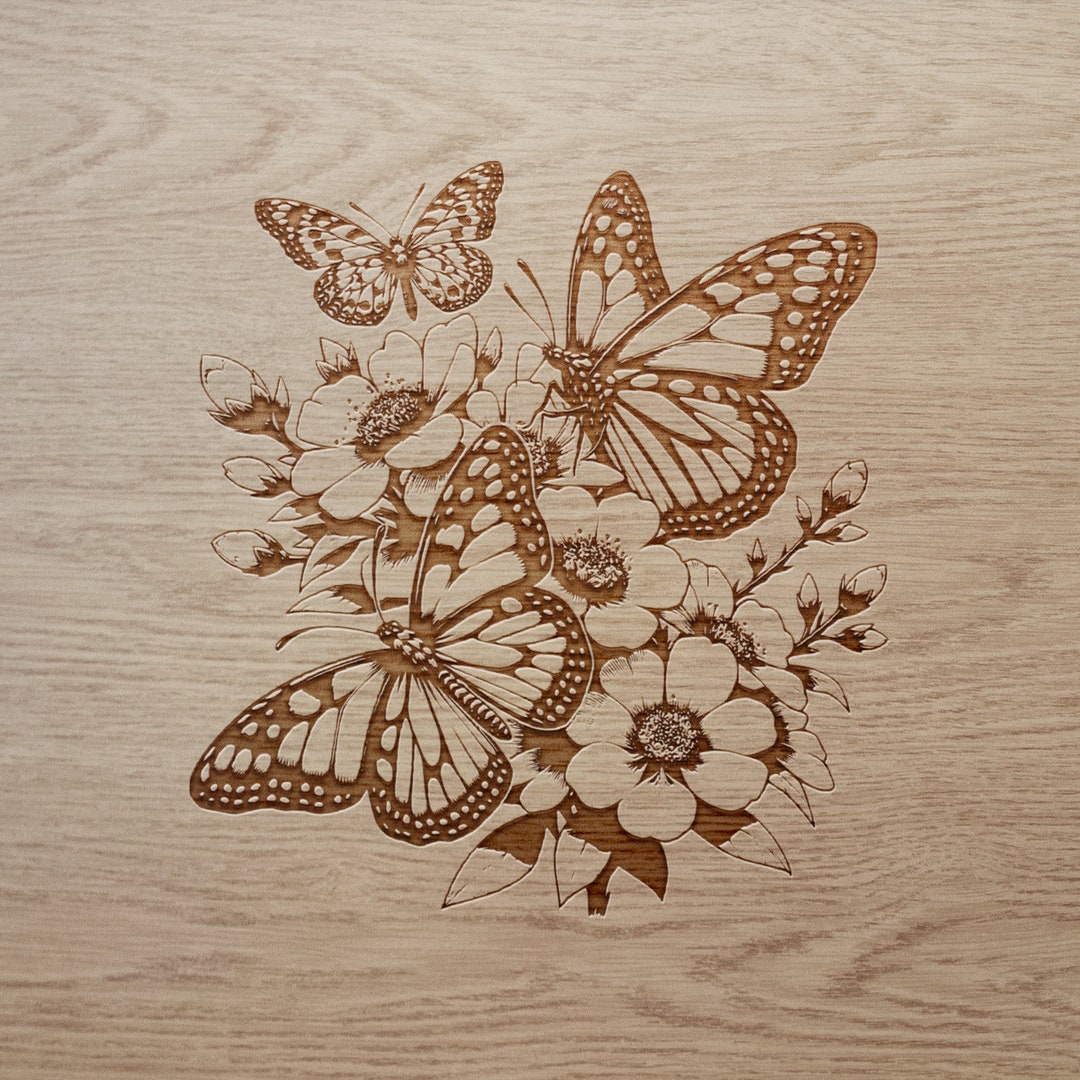 Butterflies, Lightburn PNG, Lightburn File, Laser Engraving Digital ...