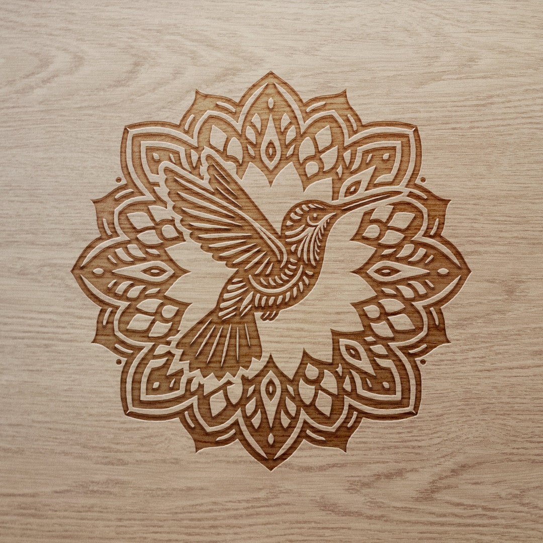 Hummingbird Mandala, Lightburn PNG, Lightburn File, Laser Engraving ...