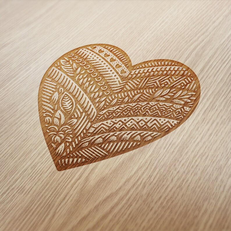 Heart Patterned, Lightburn PNG, Lightburn File, Laser Engraving Digital ...
