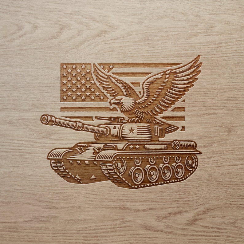 American Army Tank, Lightburn PNG, Lightburn File, Laser Engraving ...