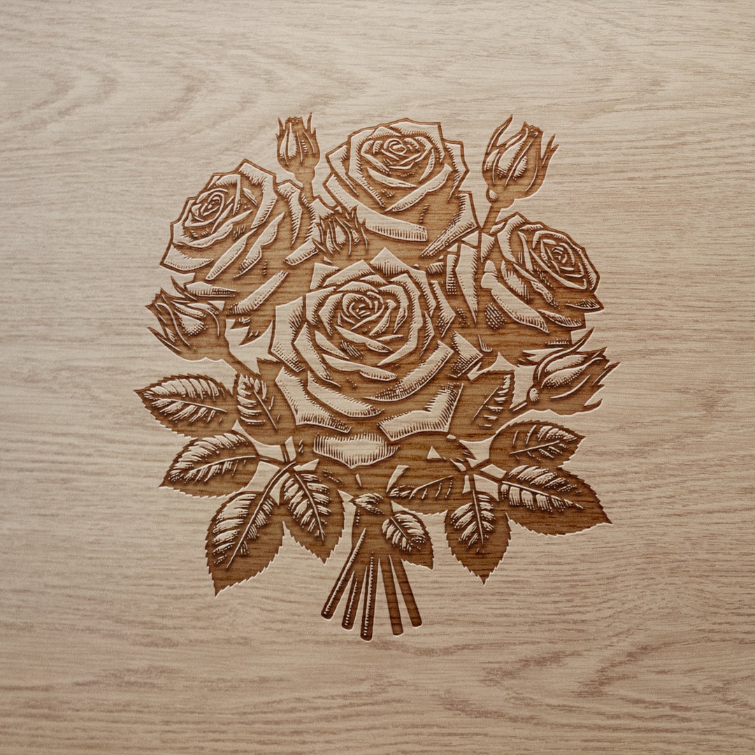 Rose Flowers, Lightburn PNG, Lightburn File, Laser Engraving Digital ...