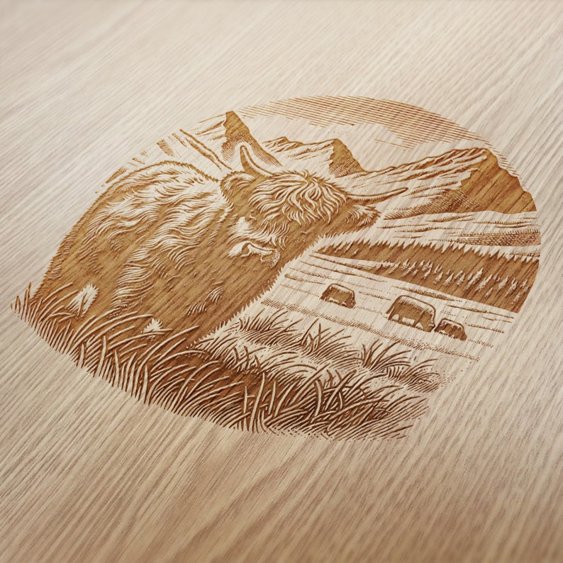 Highland Cow, Lightburn PNG, Lightburn File, Laser Engraving Digital ...