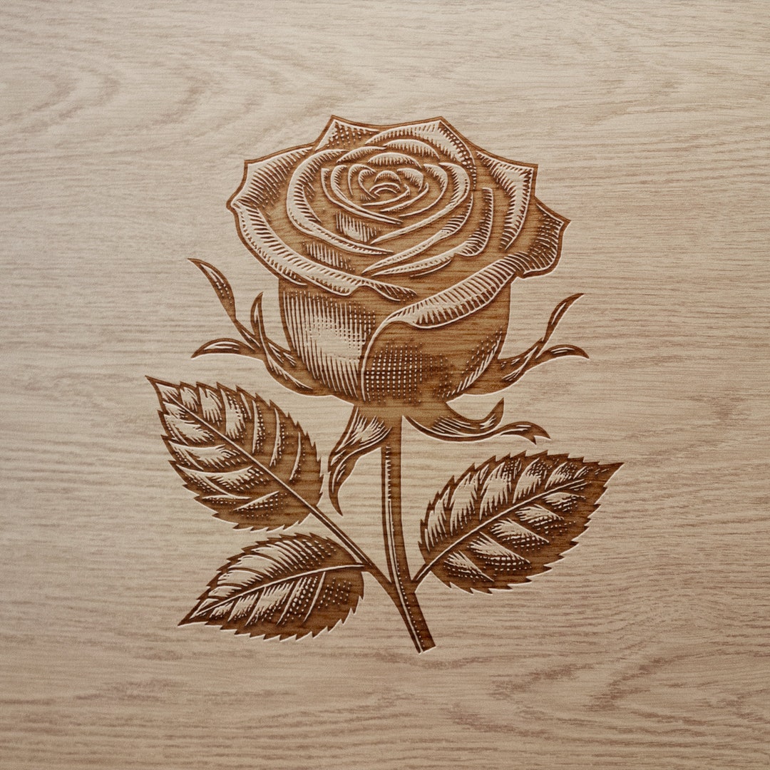 Rose Flowers, Lightburn PNG, Lightburn File, Laser Engraving Digital Design, Laser Engrave DXF ...
