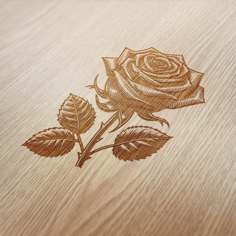 Rose Flowers, Lightburn PNG, Lightburn File, Laser Engraving Digital ...