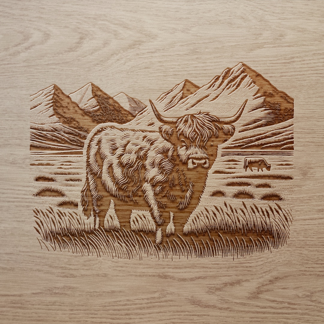 Highland Cow, Lightburn PNG, Lightburn File, Laser Engraving Digital ...