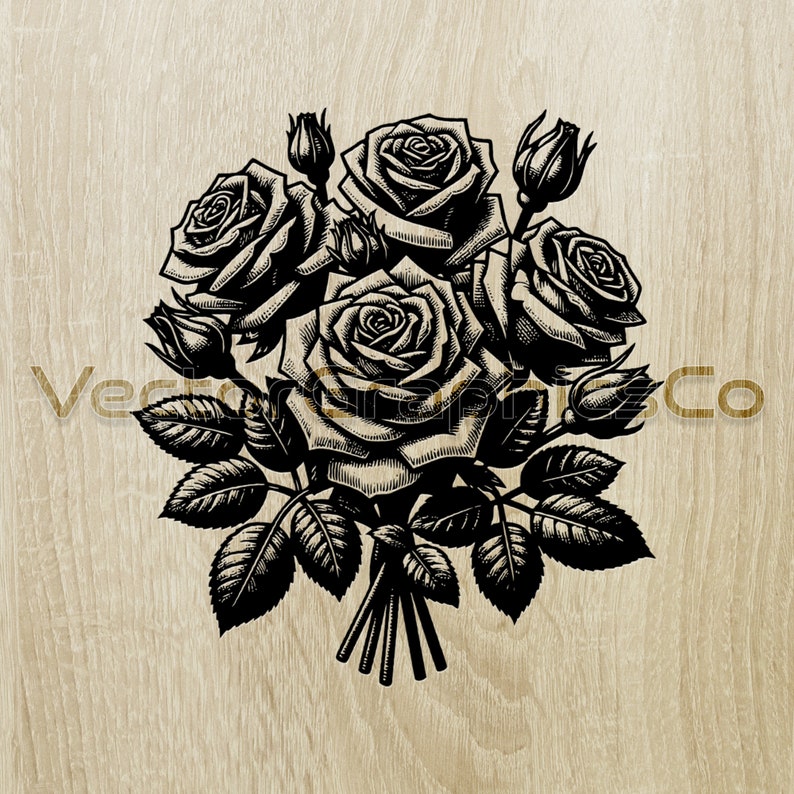Rose Flowers, Lightburn PNG, Lightburn File, Laser Engraving Digital ...