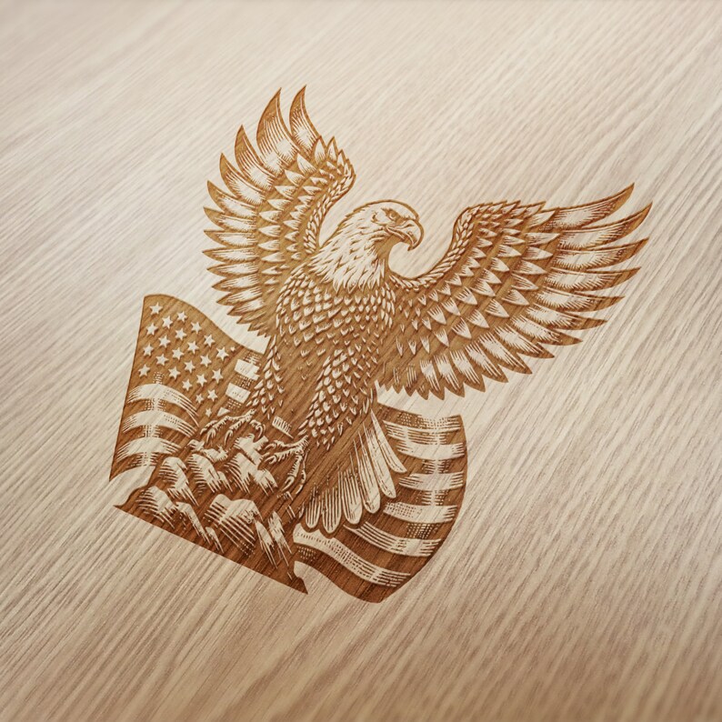 American Flag Eagle, Lightburn PNG, Lightburn File, Laser Engraving ...