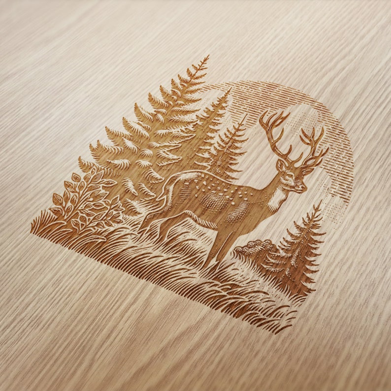 Deer Stag Reindeer, Lightburn PNG, Lightburn File, Laser Engraving ...