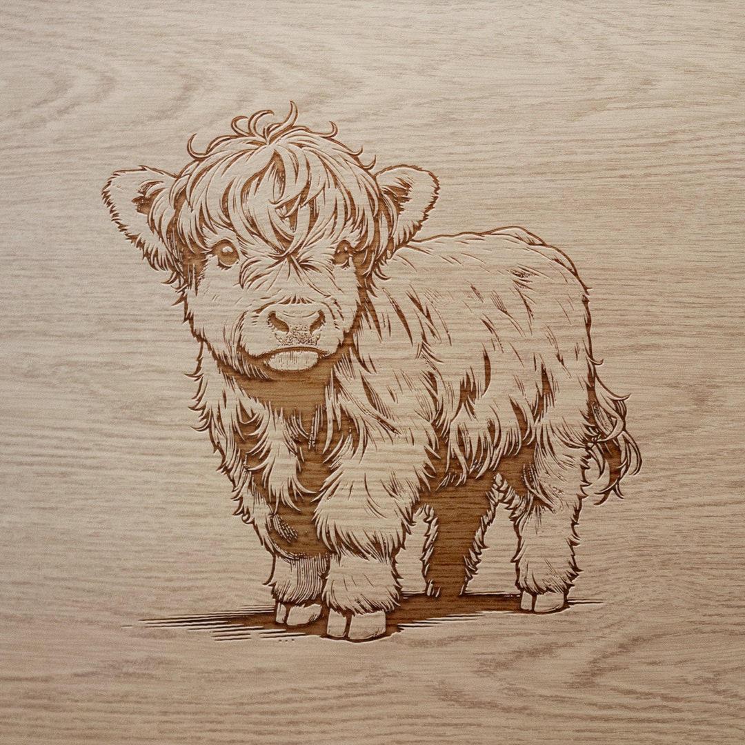 Highland Cow Cute, Lightburn PNG, Lightburn File, Laser Engraving ...