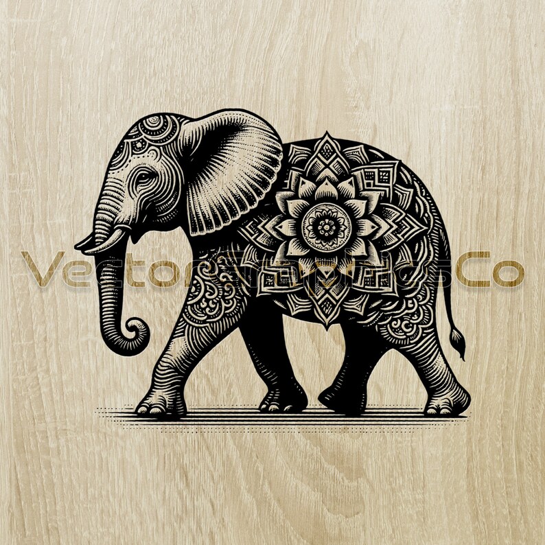 Elephant Mandala, Lightburn PNG, Lightburn File, Laser Engraving ...