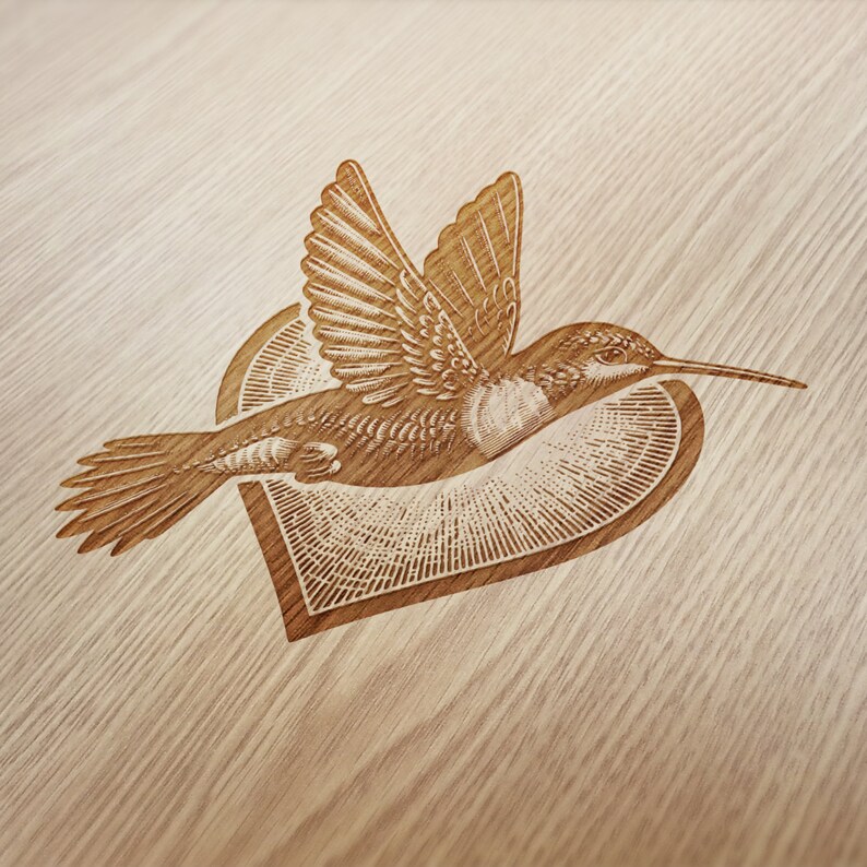 Hummingbird Heart, Lightburn PNG, Lightburn File, Laser Engraving ...