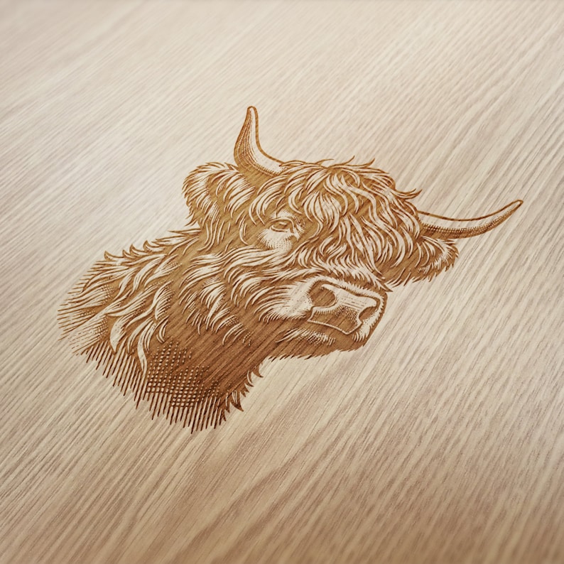 Highland Cow, Lightburn PNG, Lightburn File, Laser Engraving Digital ...