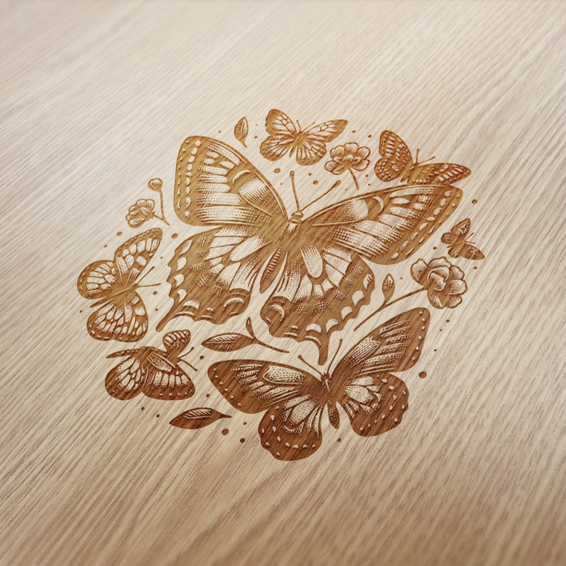 Butterflies, Lightburn PNG, Lightburn File, Laser Engraving Digital ...