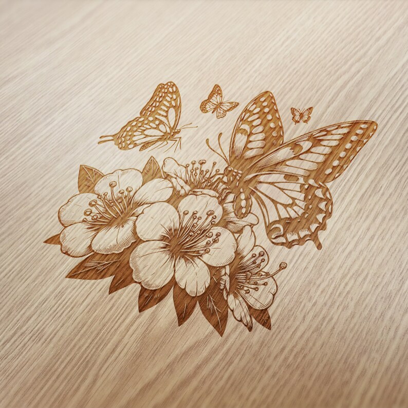Butterflies, Lightburn PNG, Lightburn File, Laser Engraving Digital ...